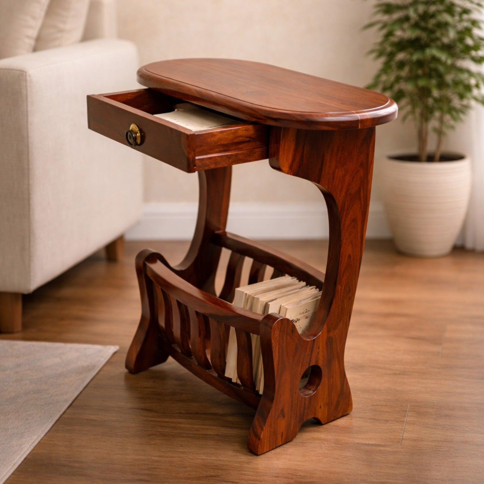 Valley Book Rack in Honey Finish – Solid Wood Decor